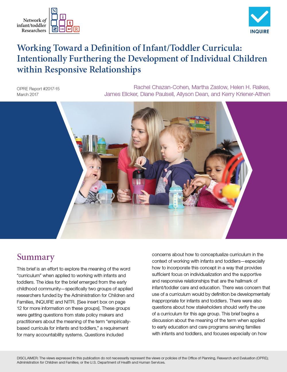 Working Toward a Definition of Infant/Toddler Curricula: Intentionally ...