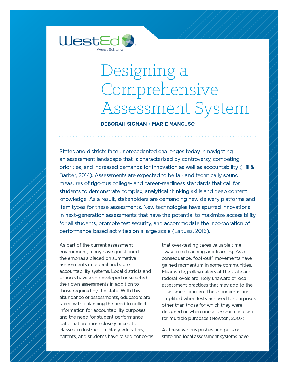 Designing a Comprehensive Assessment System – WestEd