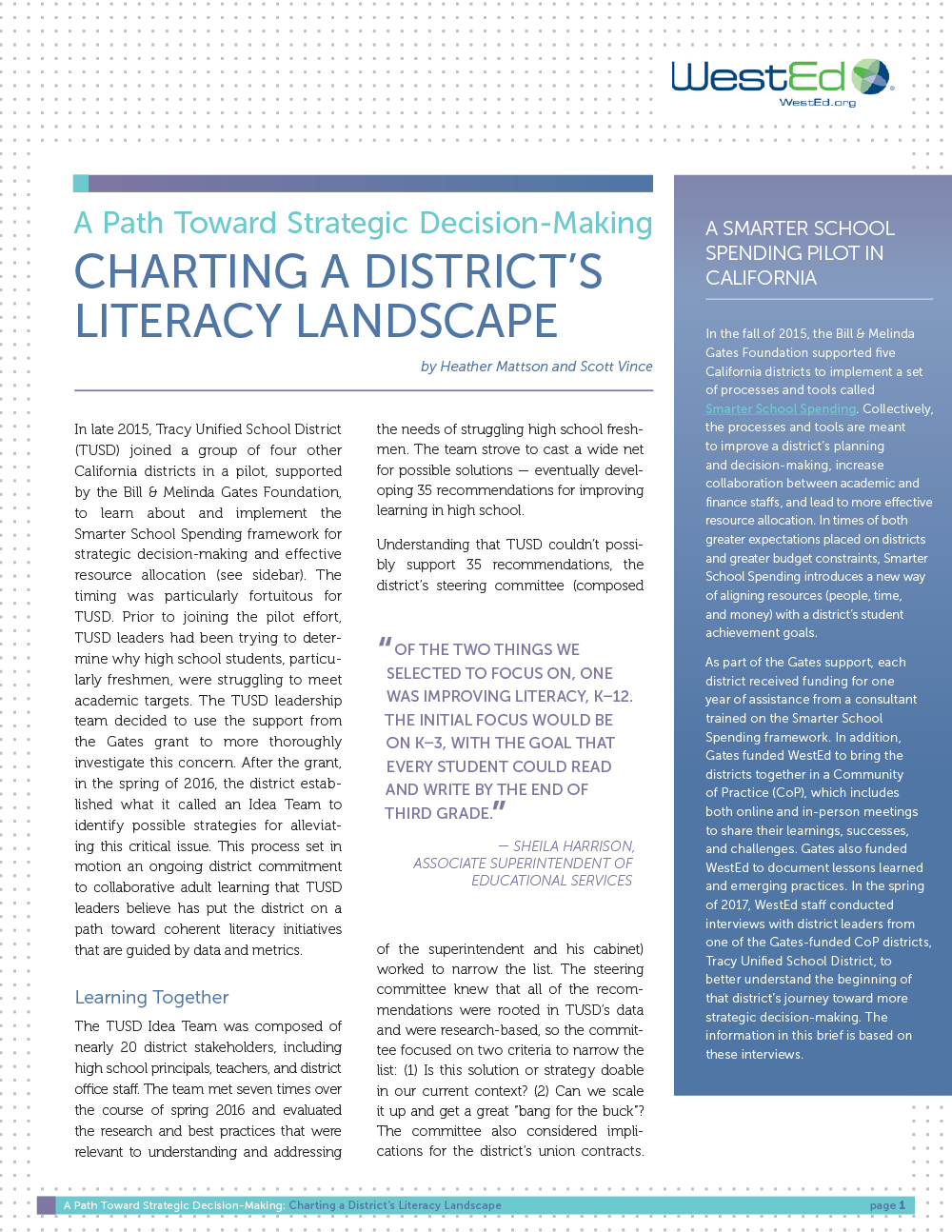 Charting a District’s Literacy Landscape: A Path Toward Strategic ...