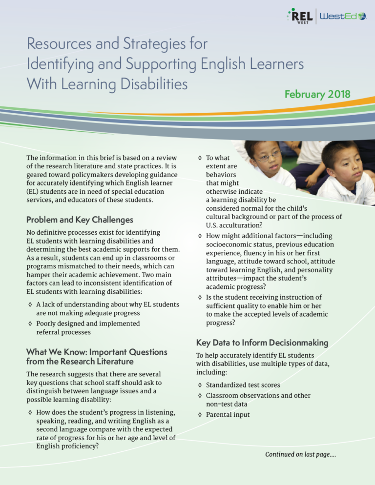 Resources and Strategies for Identifying and Supporting English ...