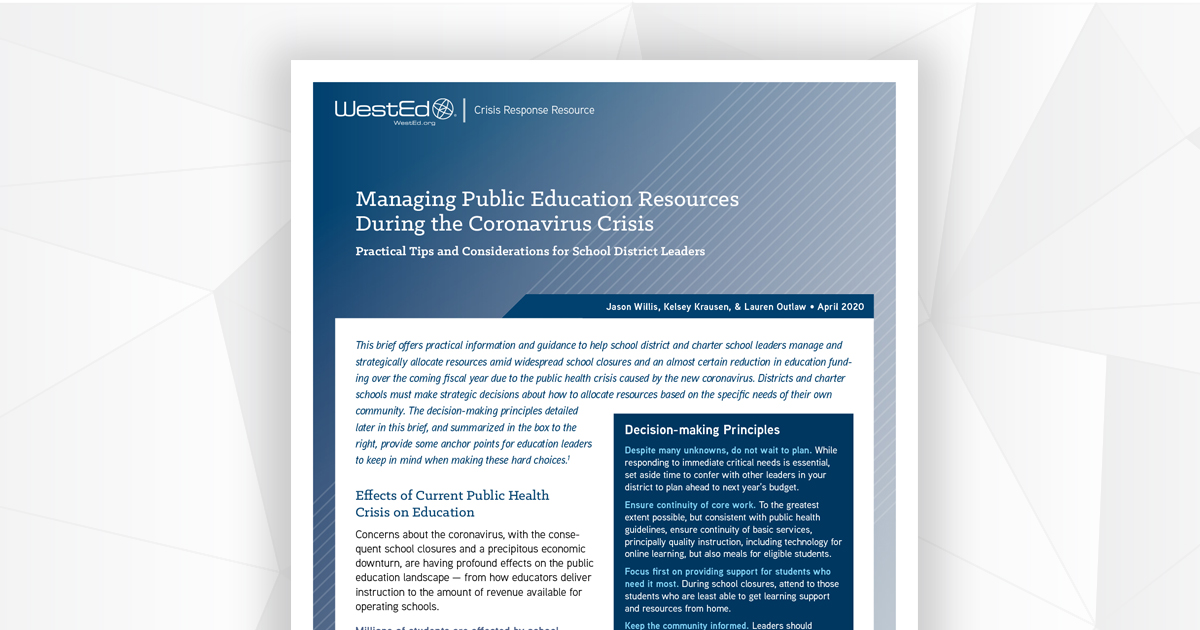 Managing Public Education Resources During the Coronavirus Crisis ...