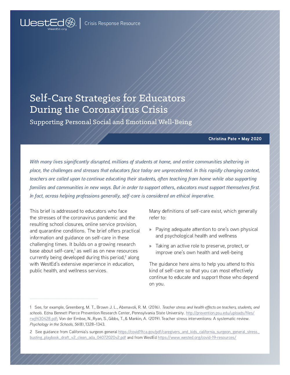Self-Care Strategies for Educators During the Coronavirus Crisis ...