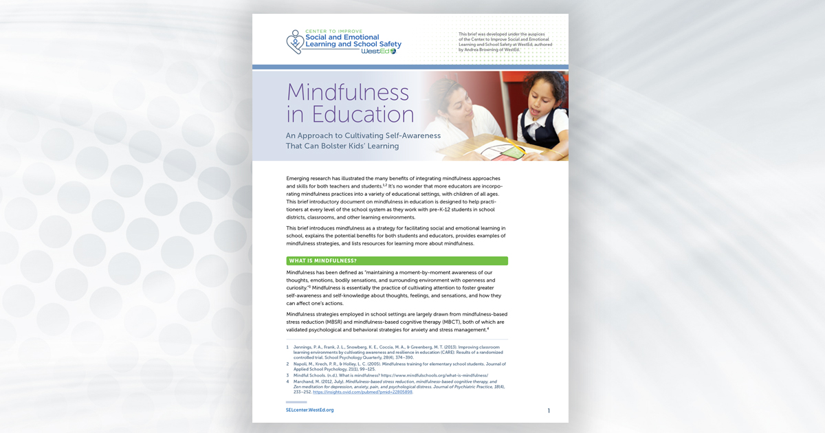 Mindfulness in Education: An Approach to Cultivating Self-Awareness ...