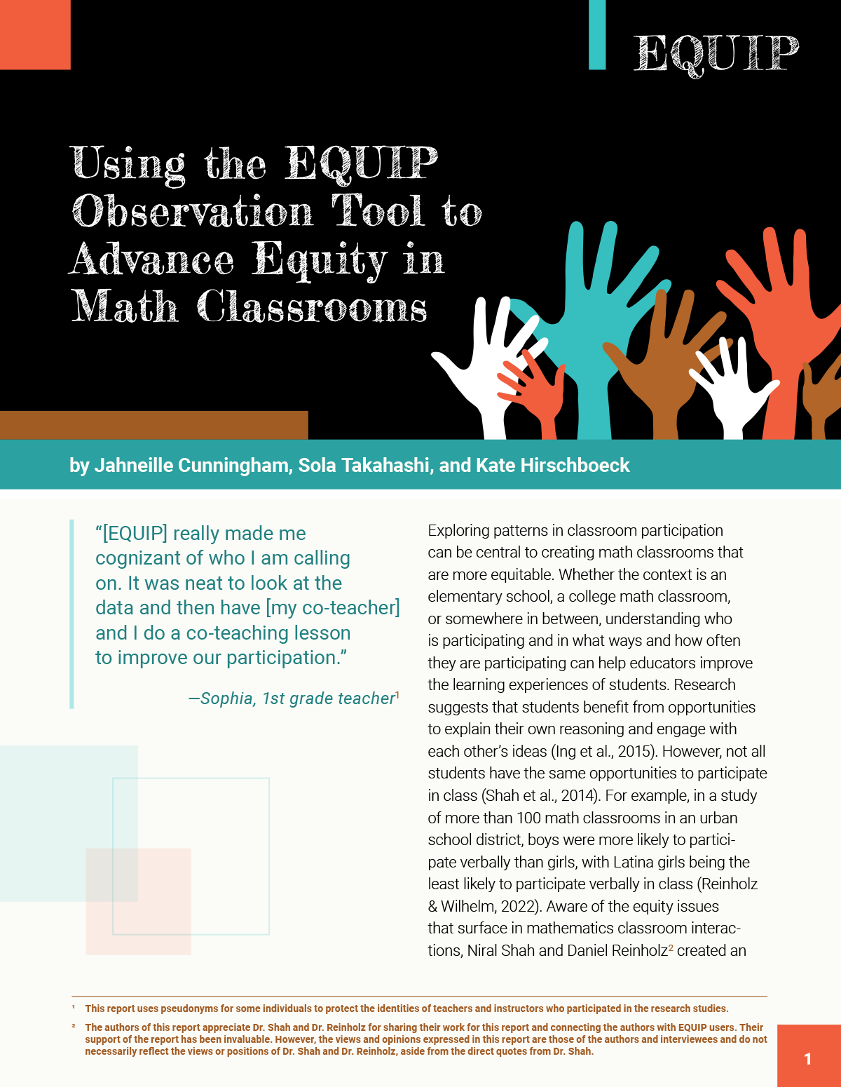 Using the EQUIP Observation Tool to Advance Equity in Math Classrooms ...