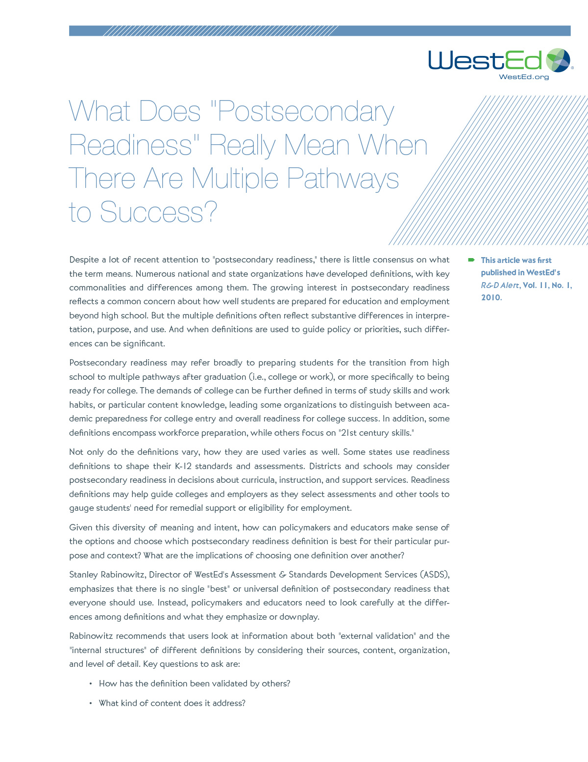 What Does “Postsecondary Readiness” Really Mean When There Are Multiple ...