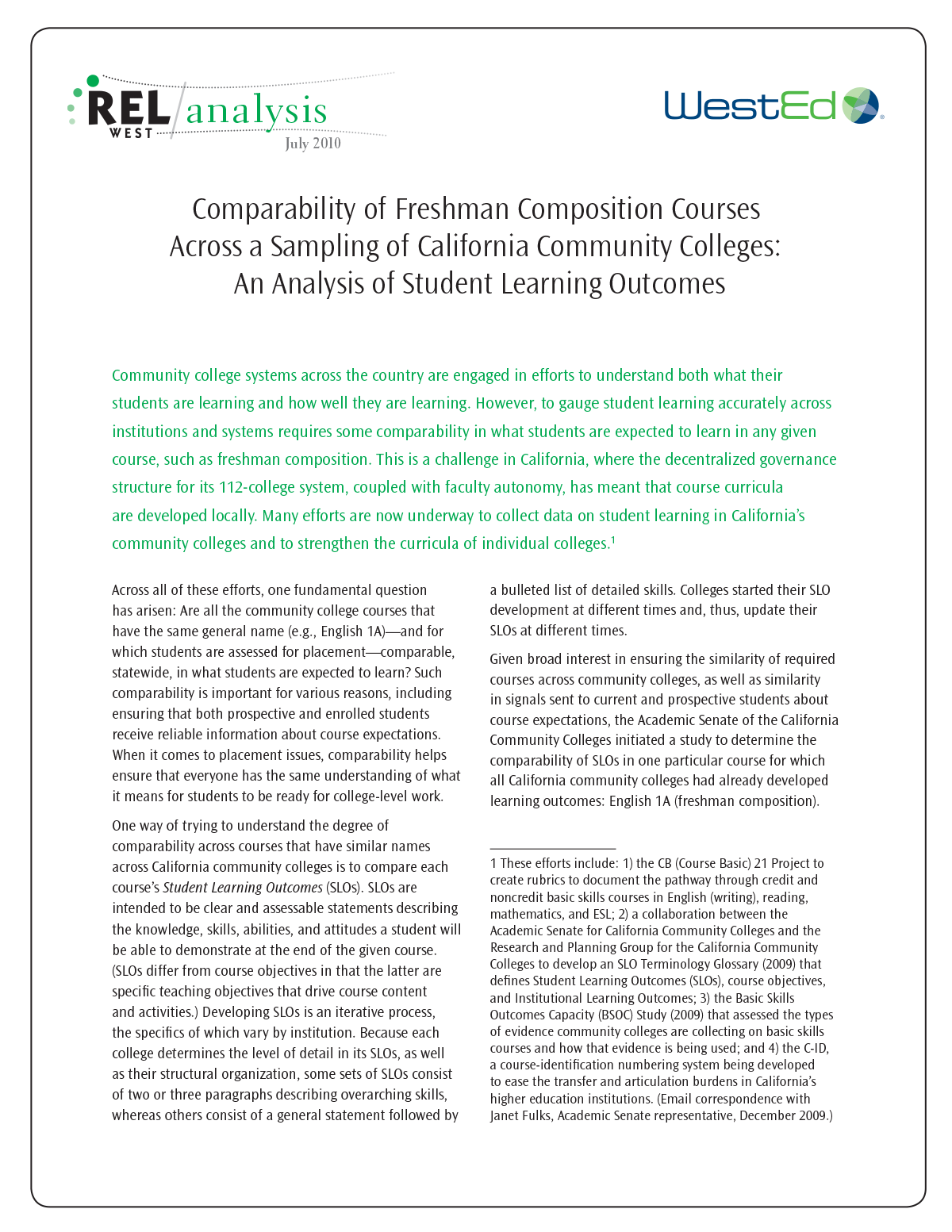 Comparability of Freshman Composition Courses Across a Sampling of ...