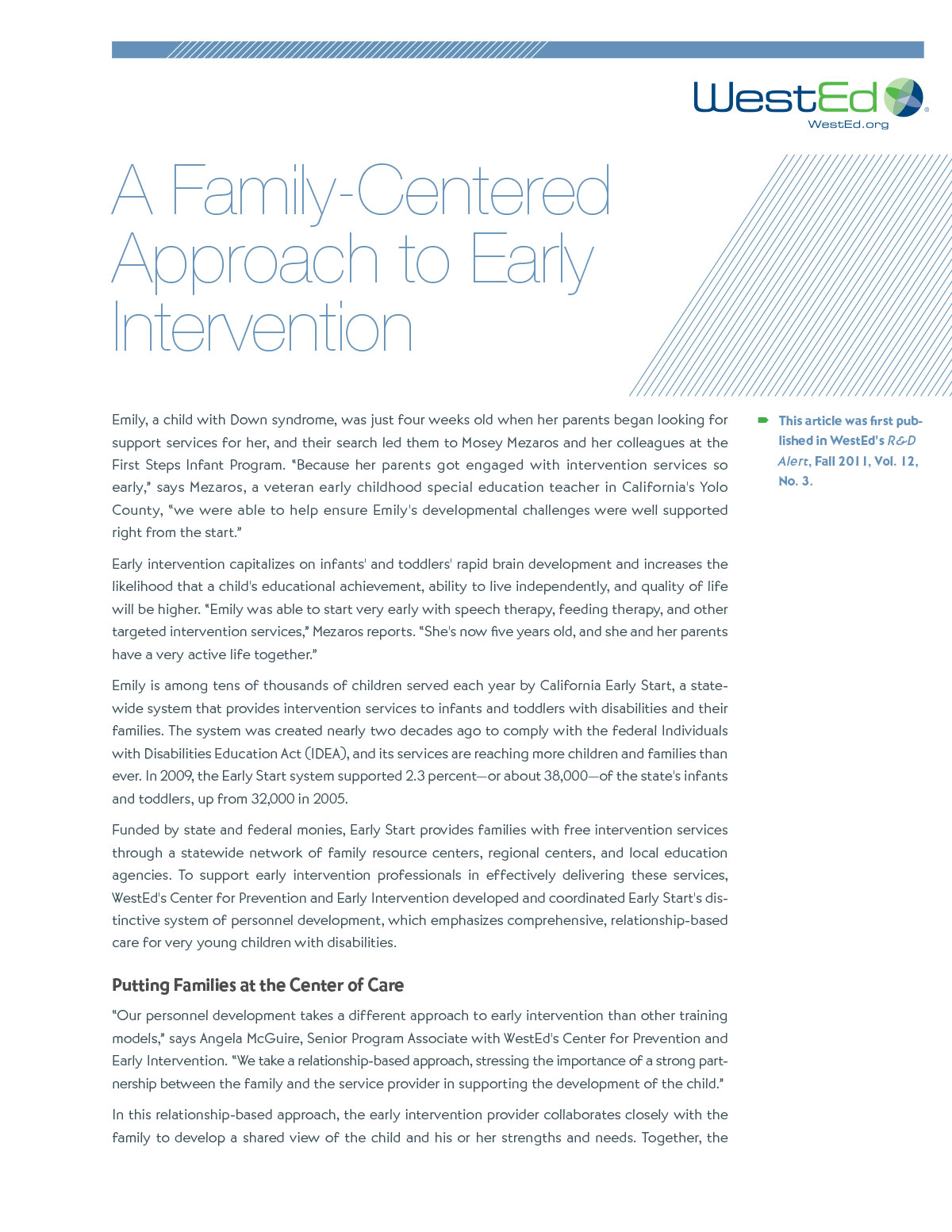 A Family-Centered Approach to Early Intervention – WestEd