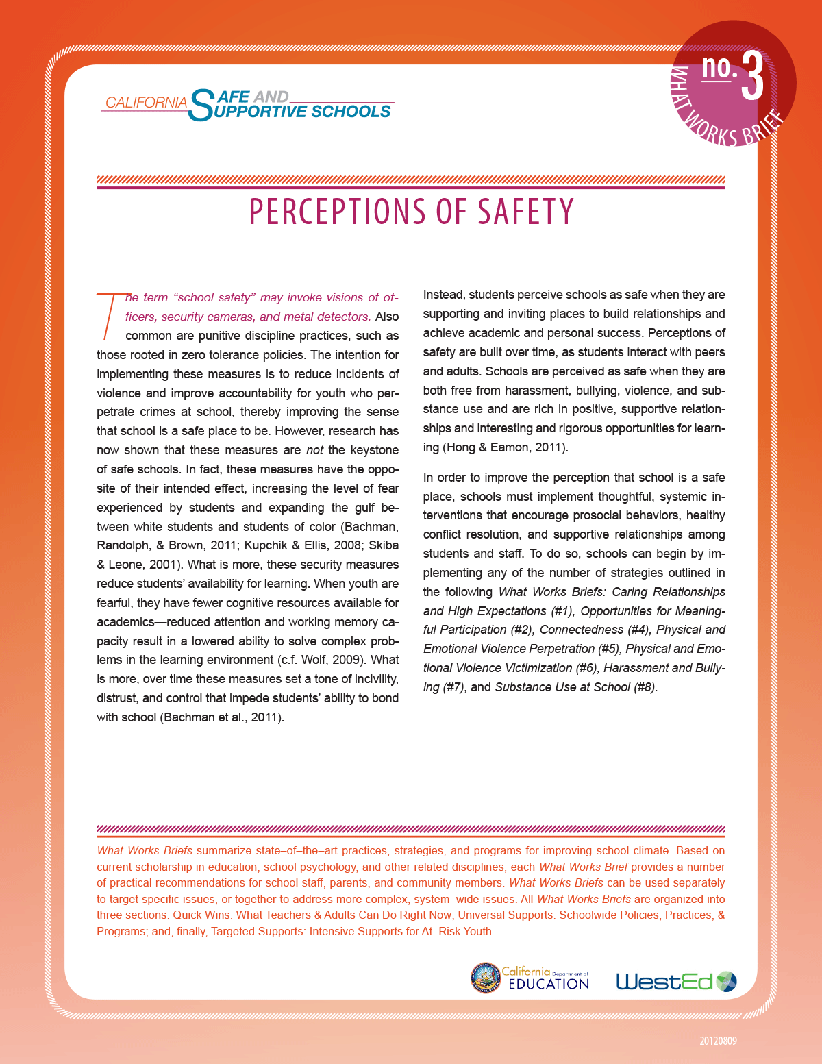 What Works Brief #3: Perceptions of Safety – WestEd