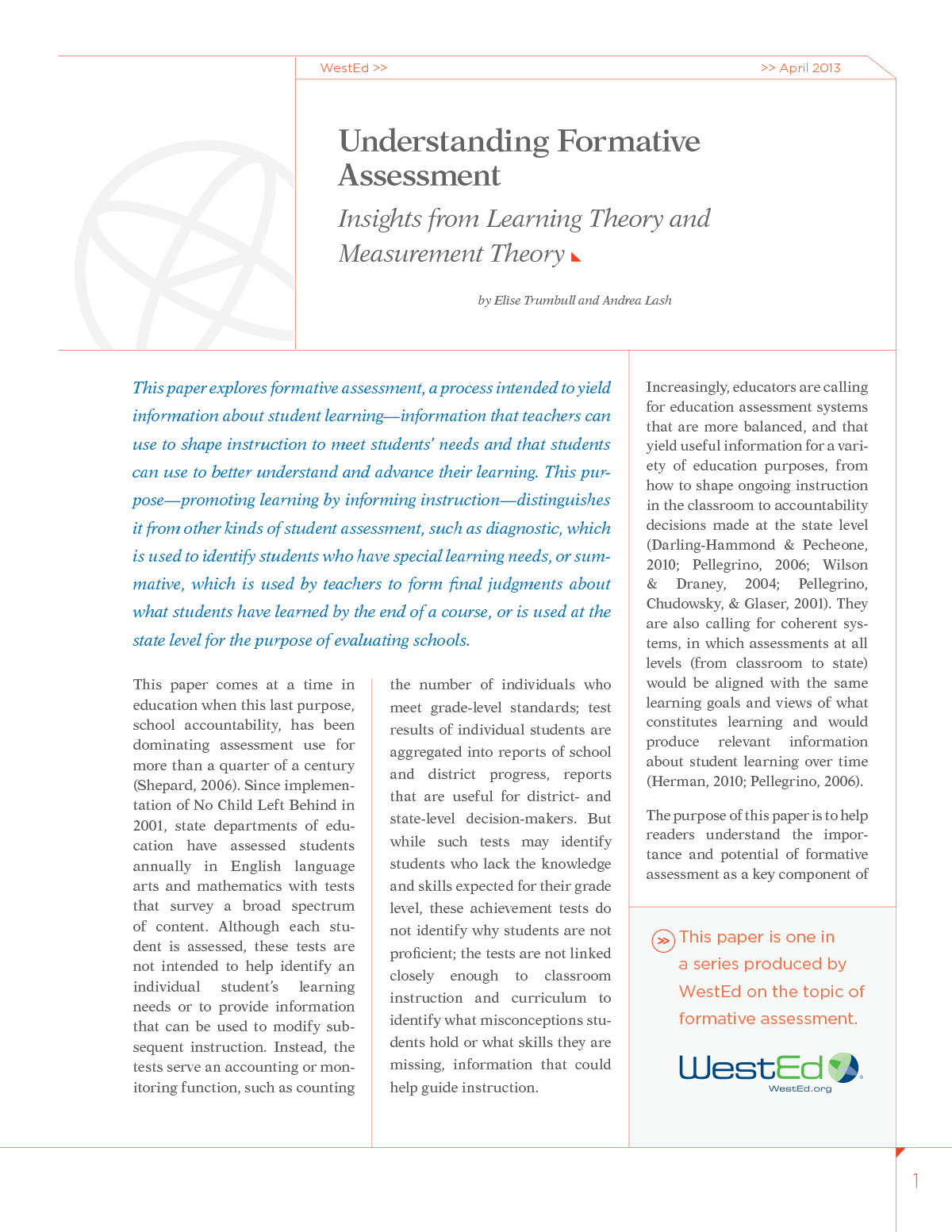 Understanding Formative Assessment: Insights from Learning Theory and ...
