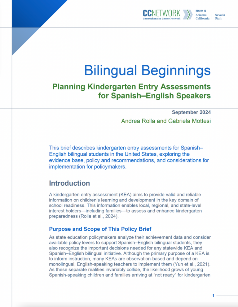 Bilingual Beginnings: Planning Kindergarten Entry Assessments for ...