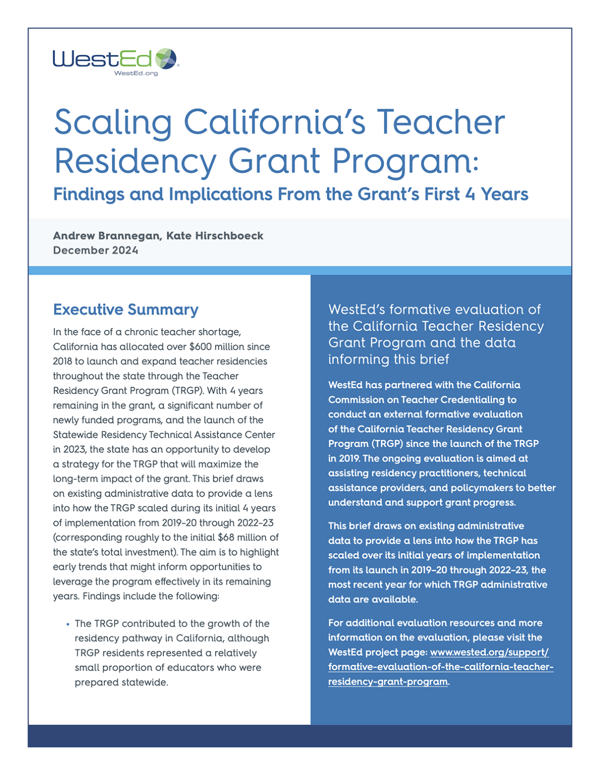 Scaling California’s Teacher Residency Grant Program: Findings and ...